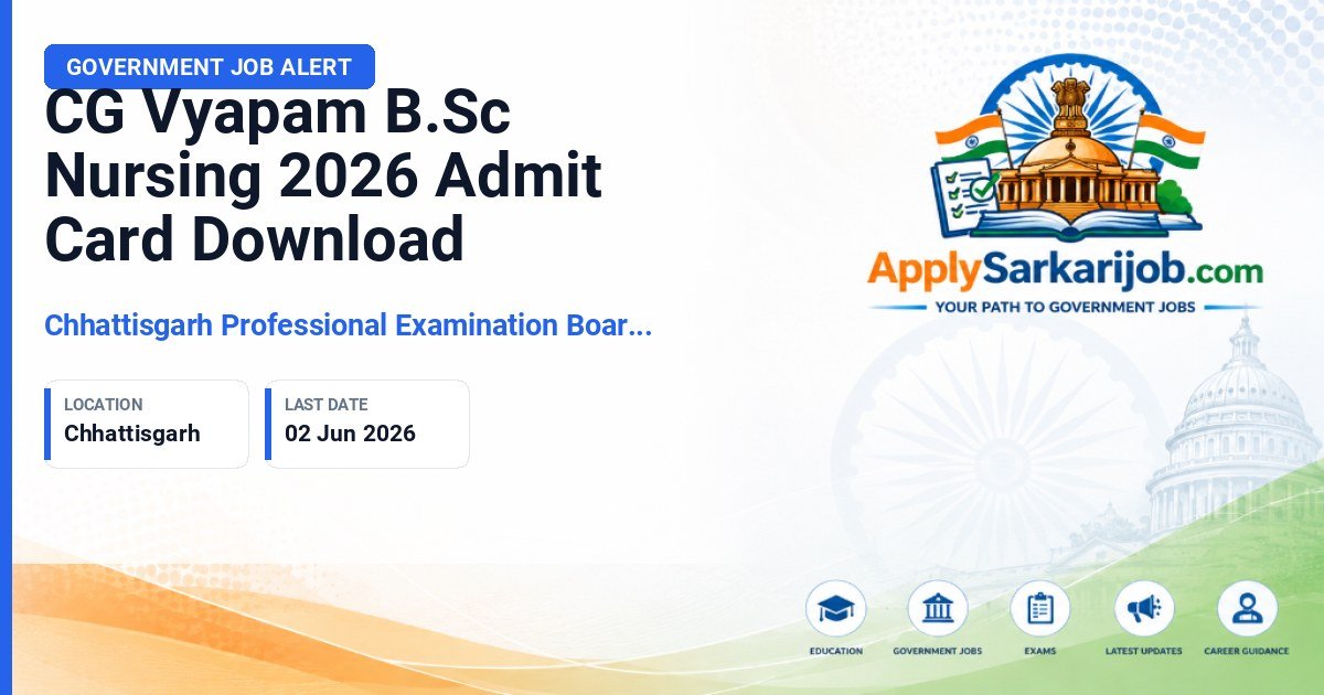 CG Vyapam B.Sc Nursing 2026 Admit Card: Direct Download Link