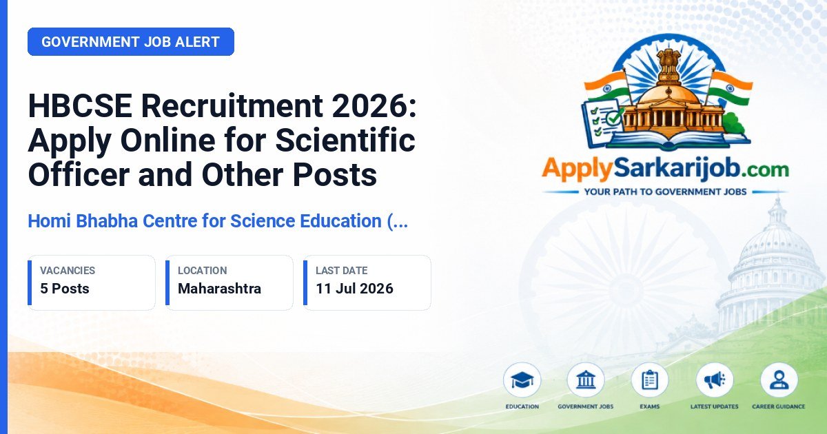 HBCSE Recruitment 2026: Apply Online for 5 Vacancies