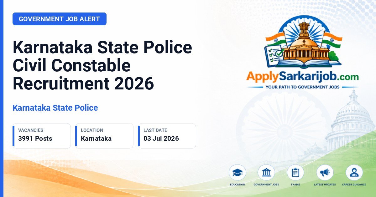 KSP Civil Police Constable Recruitment 2026: 3991 Vacancies