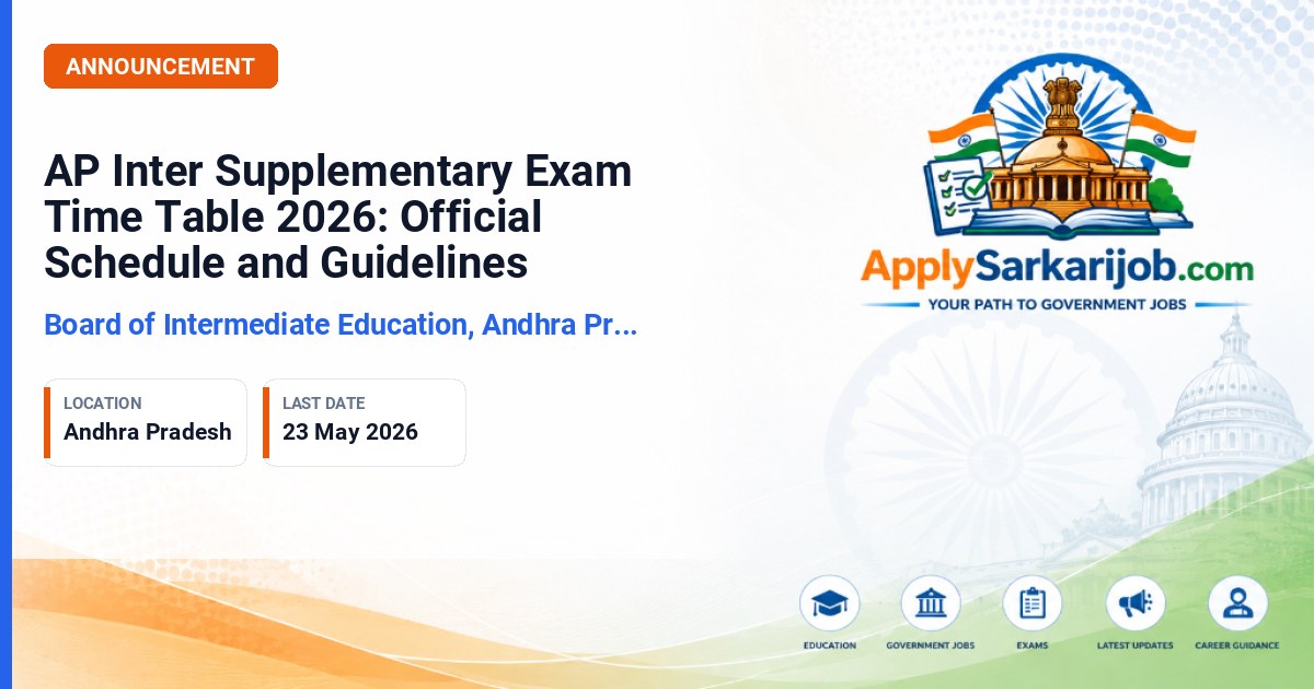 AP Inter Supplementary Exam Time Table 2026: Official Dates